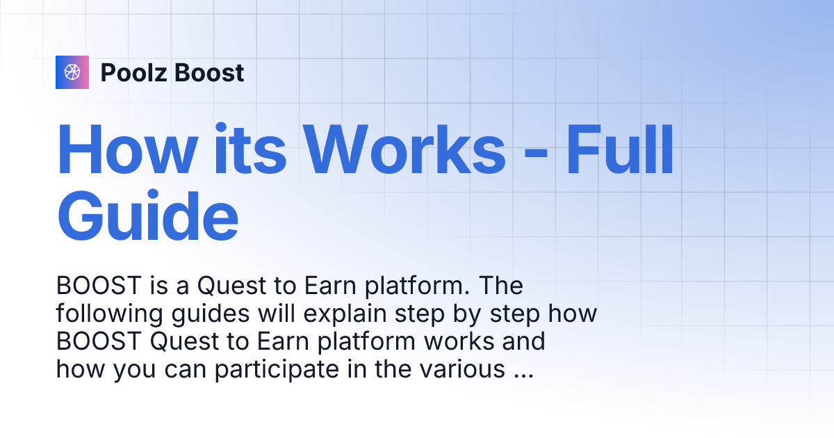 How its Works - Full Guide | Poolz Boost